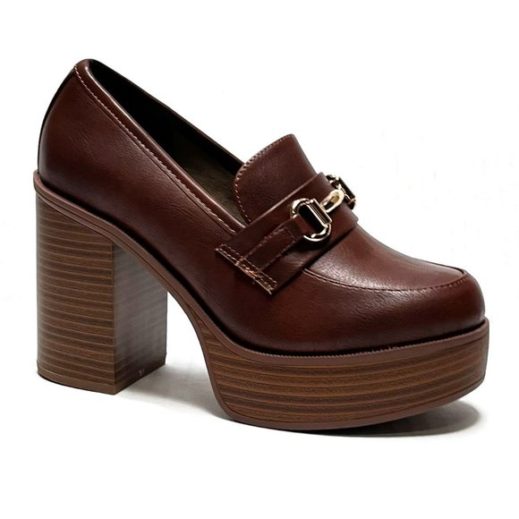 Shoes | New Brown Platform Chunky Heel Penny Loafers | Poshmark
